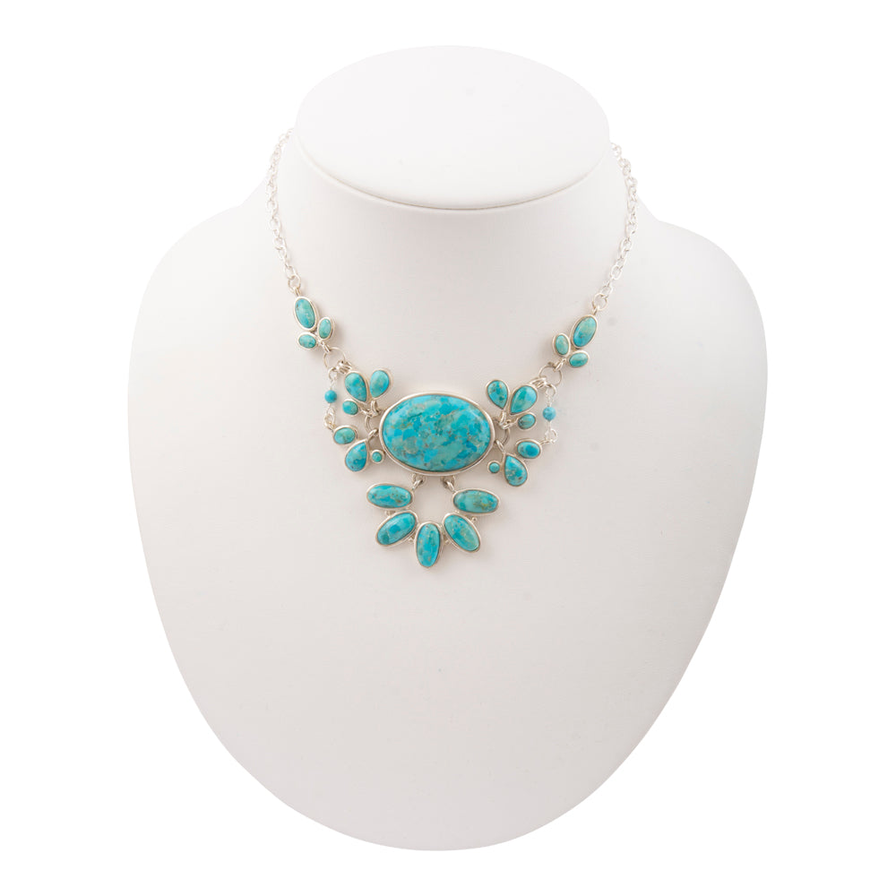 Genuine Blue Turquoise Sterling Silver Statement Necklace – Barse Jewelry