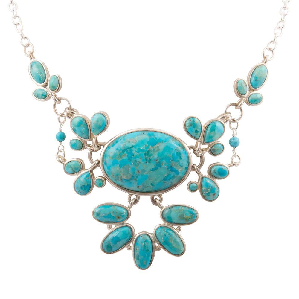 Genuine Blue Turquoise Sterling Silver Statement Necklace – Barse Jewelry