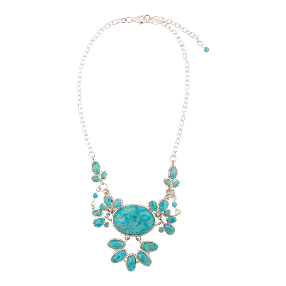 Genuine Blue Turquoise Sterling Silver Statement Necklace – Barse Jewelry