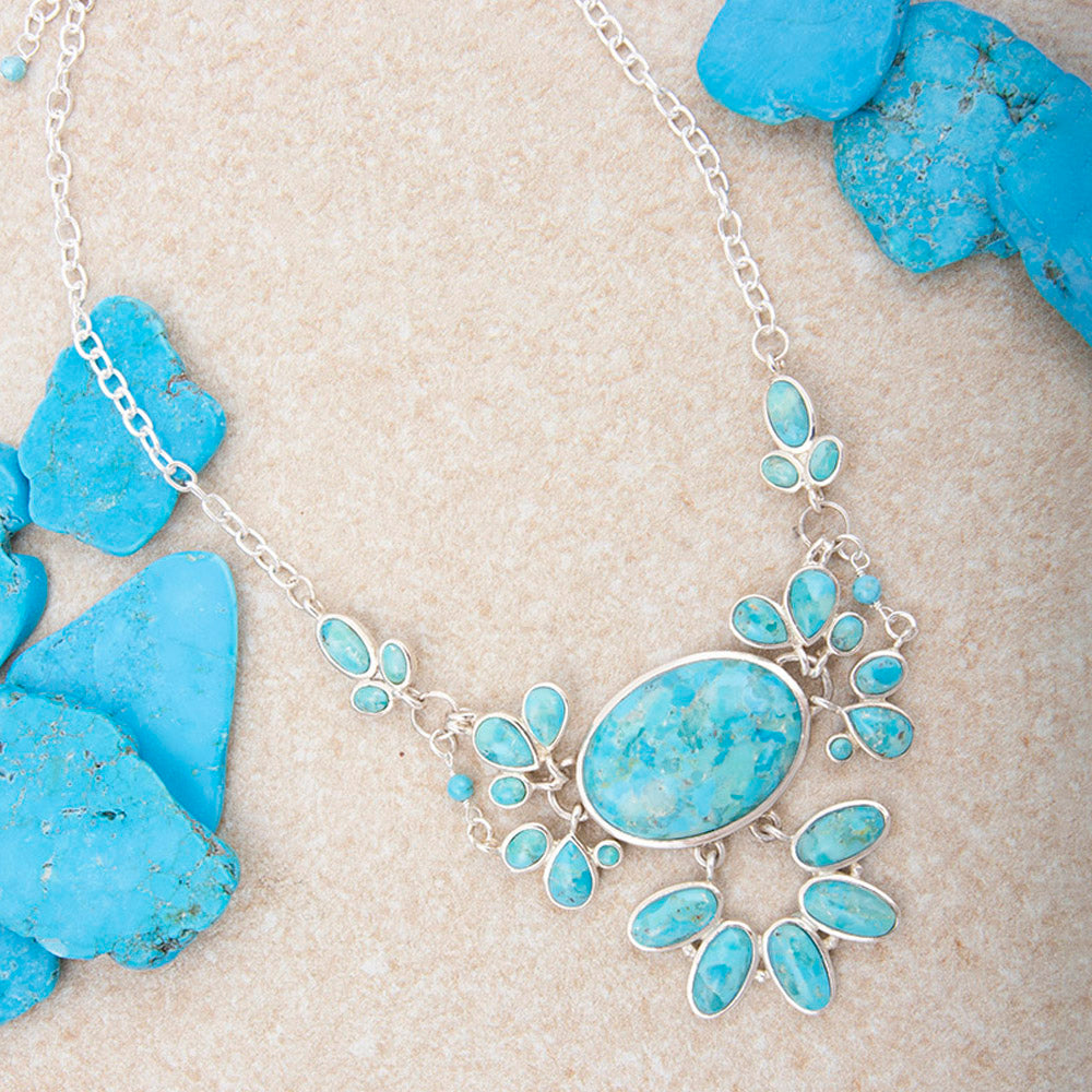 Genuine Blue Turquoise Sterling Silver Statement Necklace – Barse Jewelry