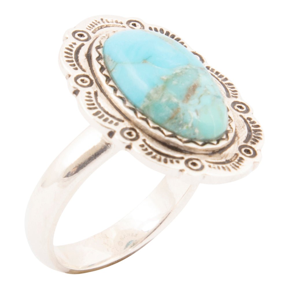Bronco Blue Turquoise Sterling Silver Concho Ring – Barse Jewelry