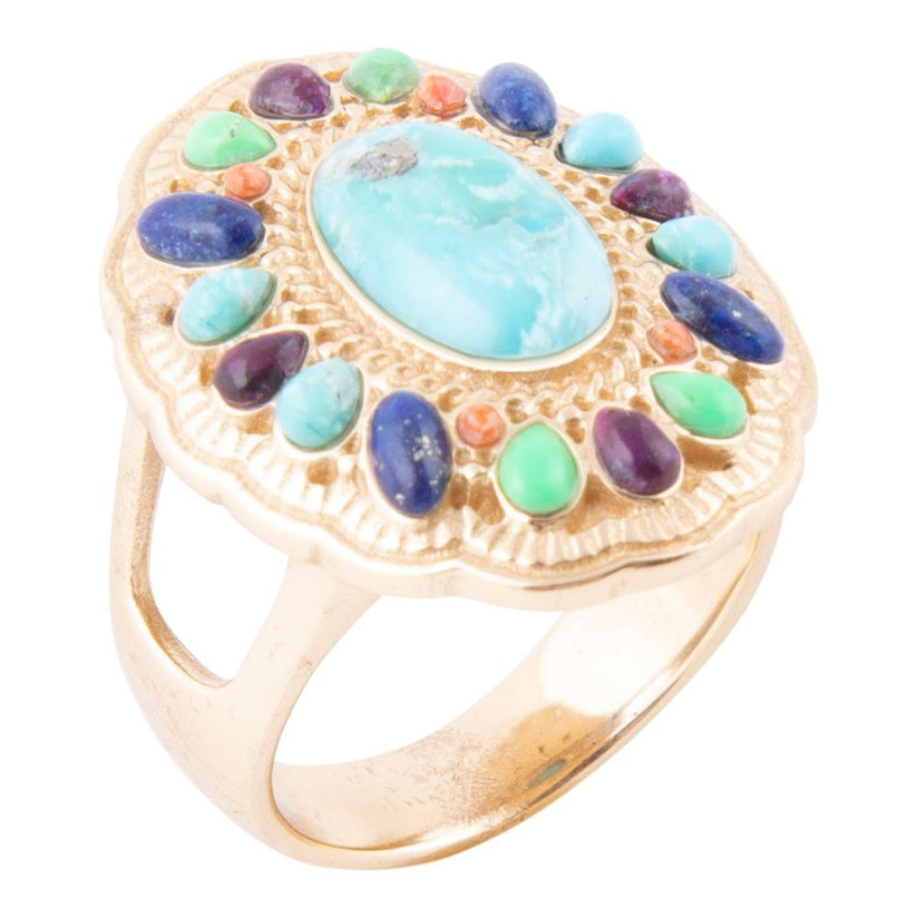 Concho Colorful Golden Statement Ring – Barse Jewelry
