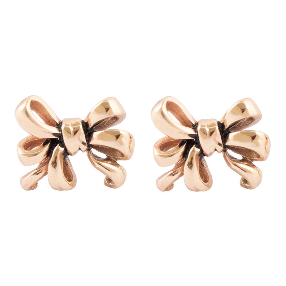 Gifted Golden Bow Post Earrings – Barse Jewelry