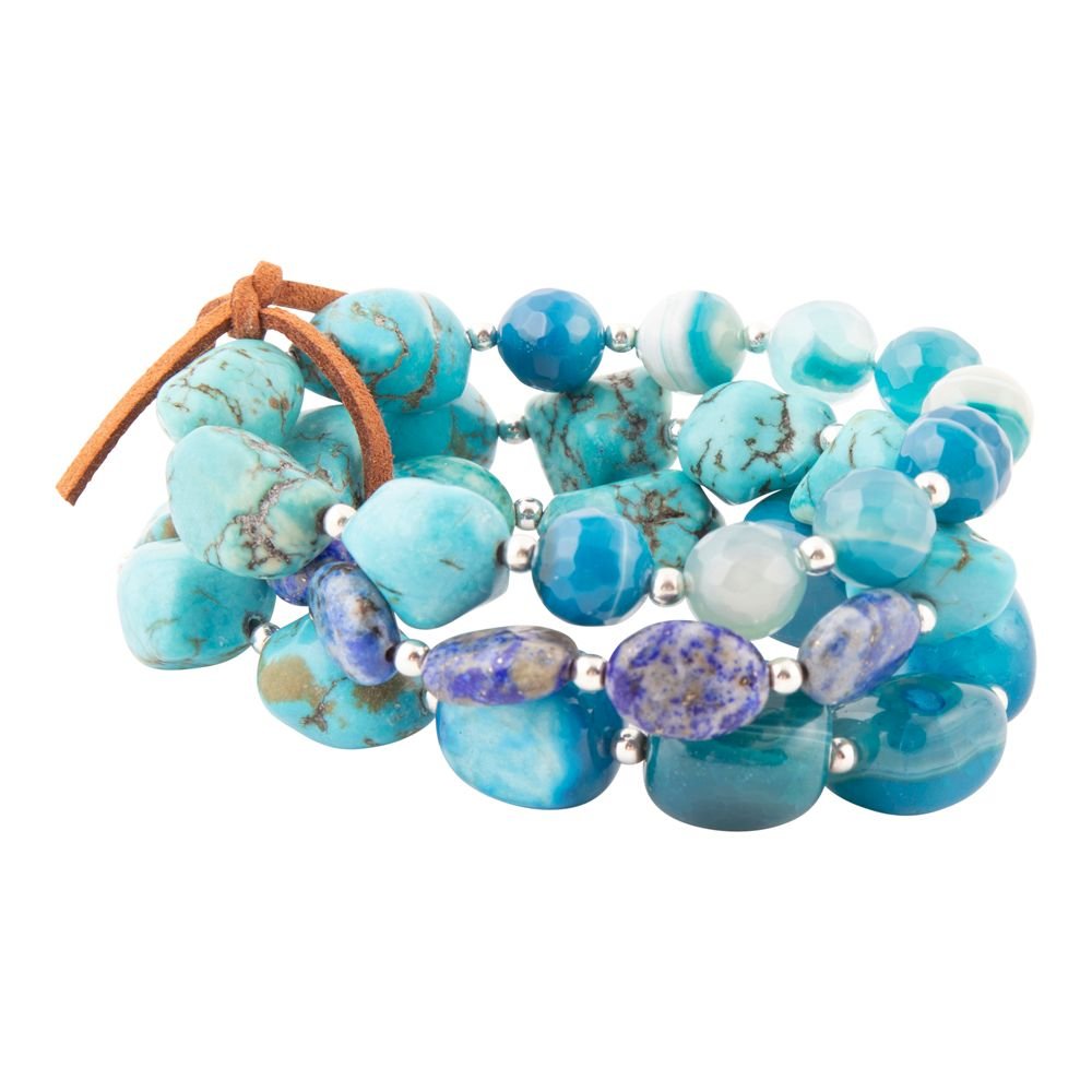 New Haven Blue Turquoise Sterling Silver Bracelet Set – Barse Jewelry