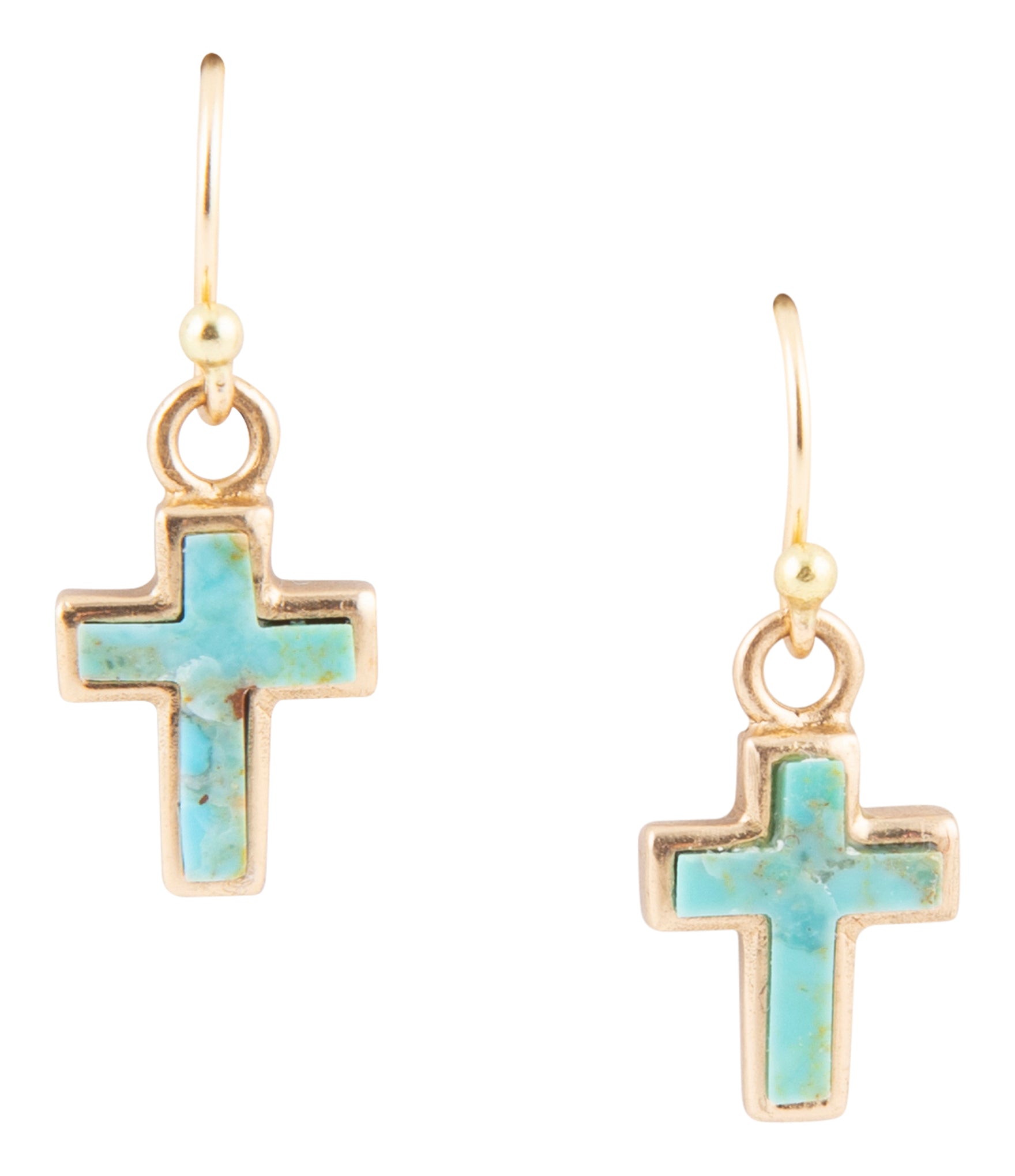 Touch of Blue Turquoise Golden Cross Drop Earrings – Barse Jewelry
