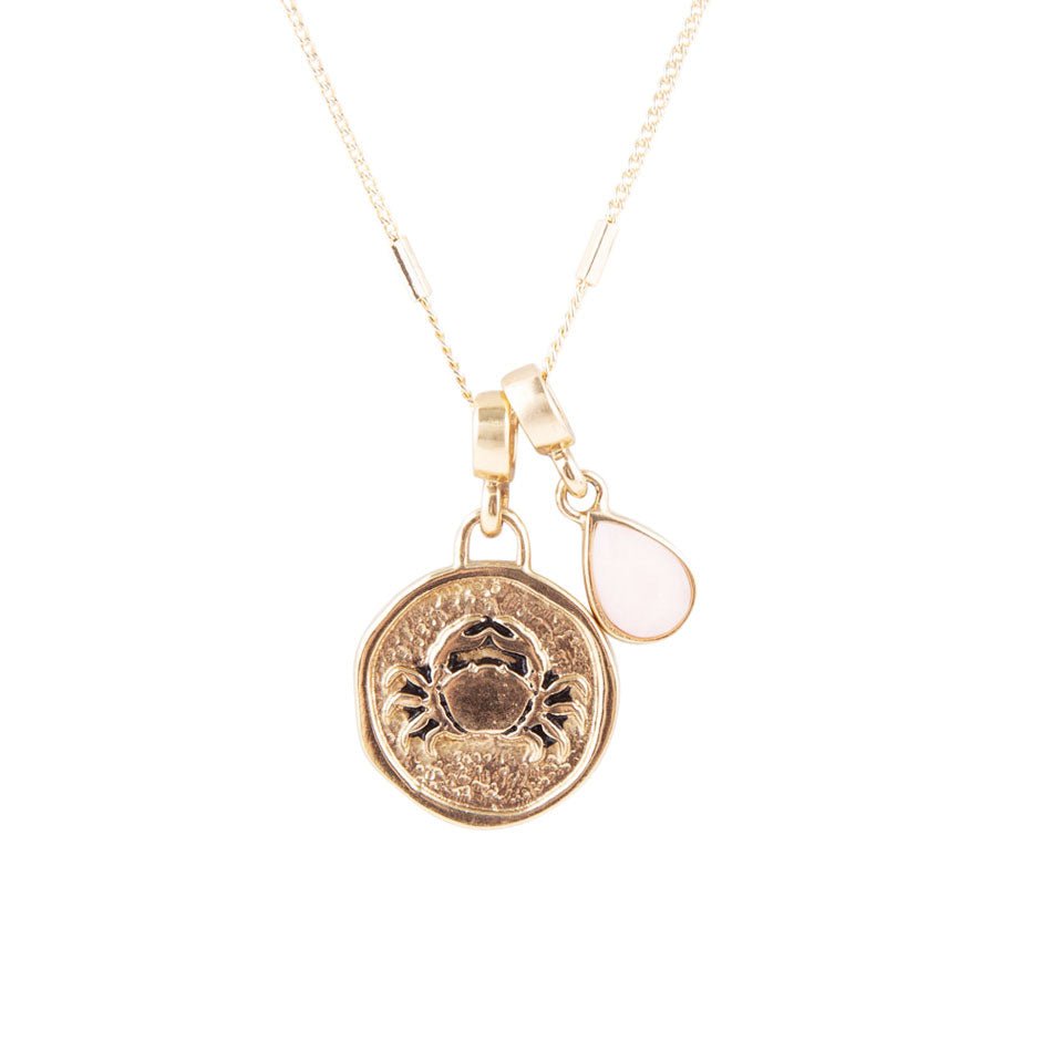 Cancer - Zodiac Pink Opal Golden Charm Necklace – Barse Jewelry