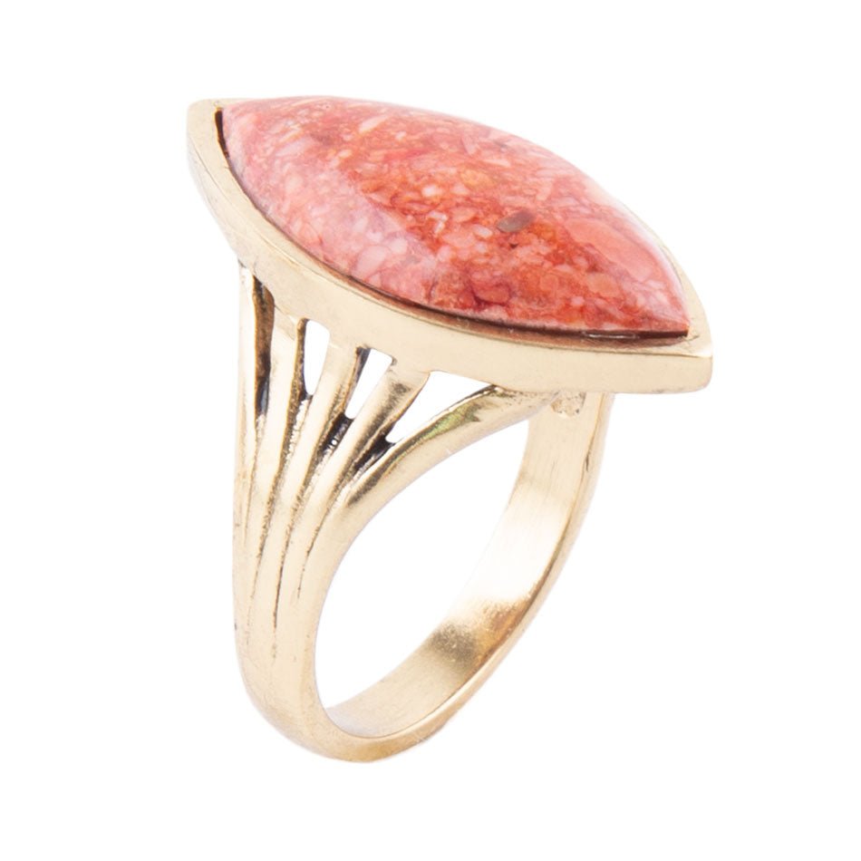 Spark Orange Sponge Coral Golden Ring – Barse Jewelry