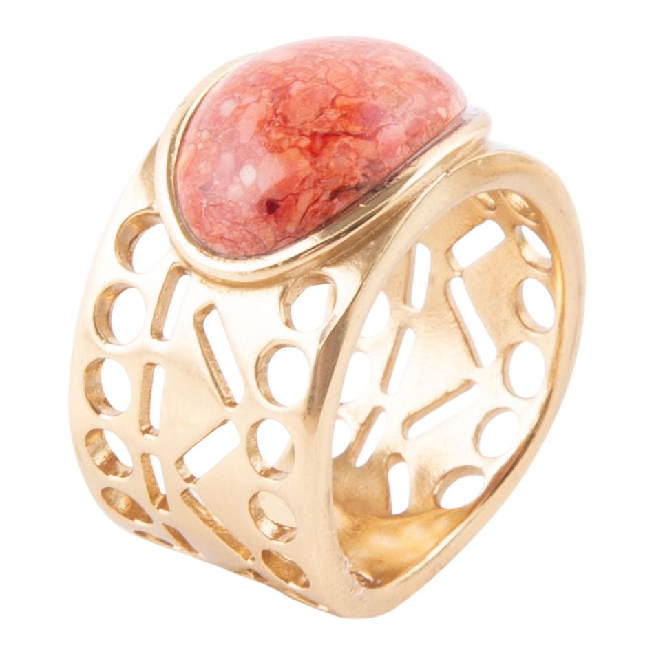 Pharoah Orange Sponge Coral and Golden Bronze Ring – Barse Jewelry