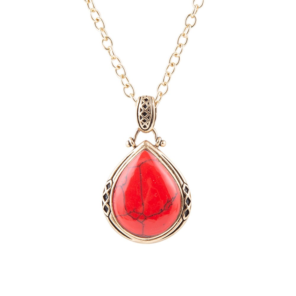 Red Howlite Teardrop Pendant Necklace – Barse Jewelry